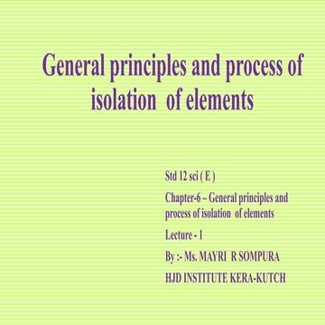 General principles and process of isolation of elements (STD 12 SCIENCE ...