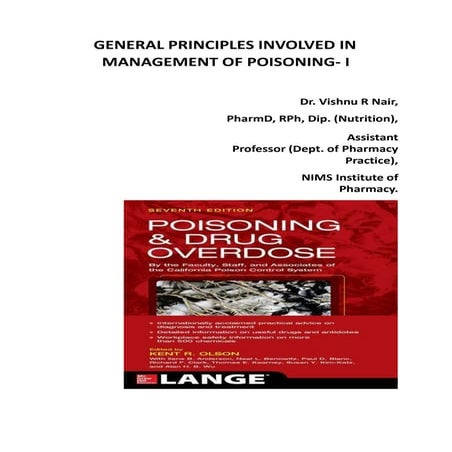 General principles involved in management of poisoning (Part 1) | PPT