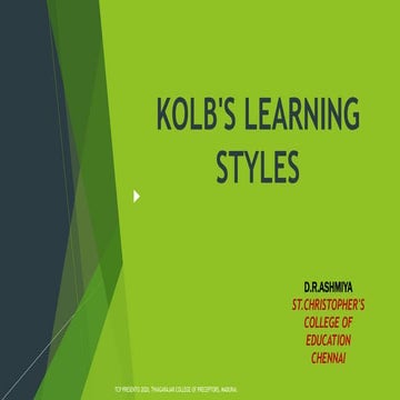 KOLB'S LEARNING STYLES | PPT