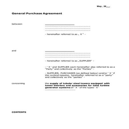 General Purchasing Agreement (Purchase this doc, Text: 08118887270 ...