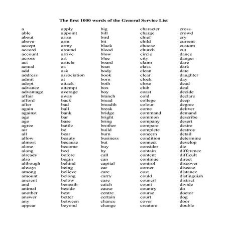 General Services List | DOC