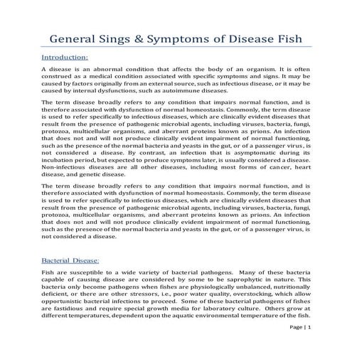 General sings & symptom of disease fish | DOCX