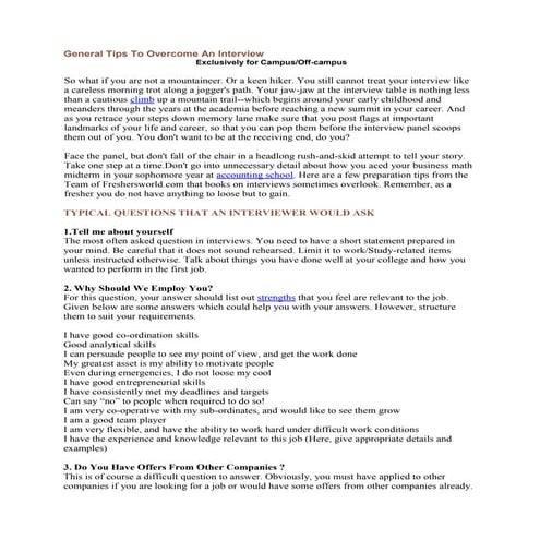 General tips to overcome an interview | PDF