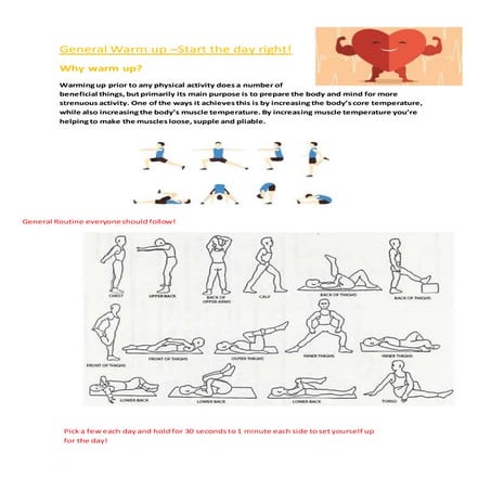 General warm up | DOCX | Fitness and Exercise | Healthy Living