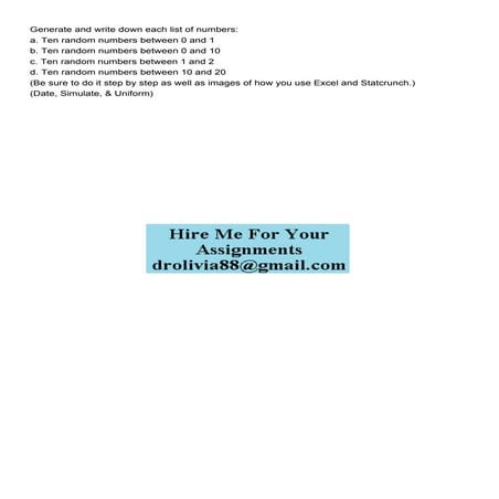 Generate And Write Down Each List Of Numbers A Ten Random Pdf 6091