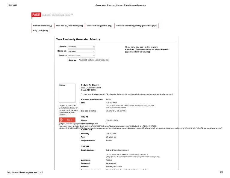 Fake Name Generator Generate List Of Fake Names