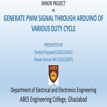 Generate Pwm Signal Through Arduino Of Various Duty Ppt