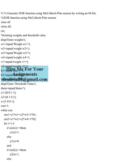 Generate Xor Function Using Mcculloch Pitts Neuron By Writing Pdf