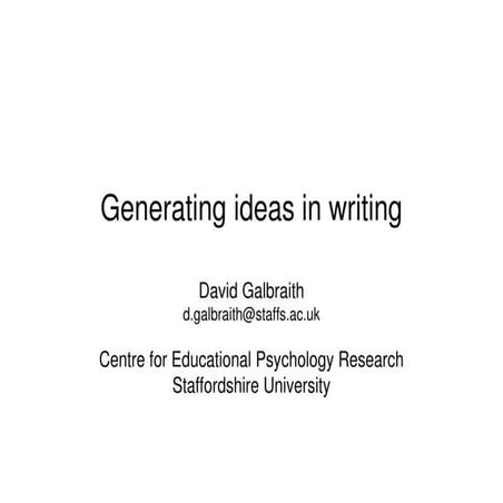 Generating Ideas In Writing | PPT