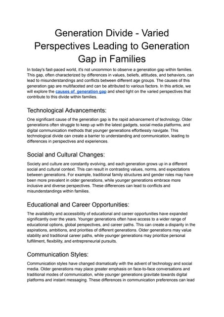 THE GENERATION GAP | PPTX