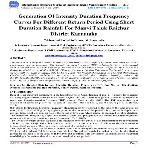 Generation of intensity_duration_frequency_curves_for manvi taluk ...