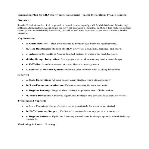 Generation Plan for MLM Software Development.docx | Business I.T ...