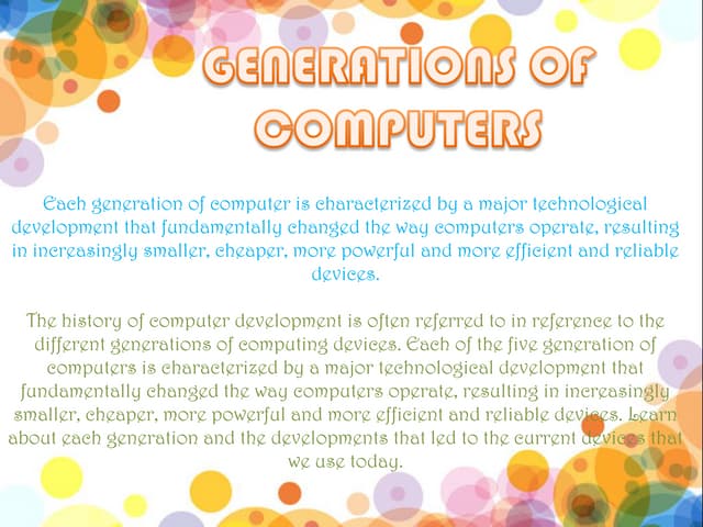 The five generations of computers presentation | PPTX | Computing | Technology & Computing