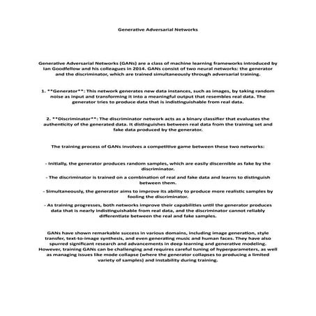 Generative Adversarial Networks For Machine Learning And Data Scienecedocx 