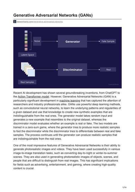 Generative Adversarial Network (GAN) | PPTX