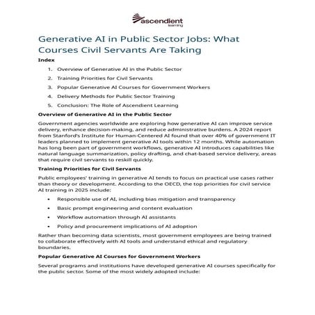 Generative AI in Public Sector Jobs What Courses Civil Servants Are Taking | DOCX