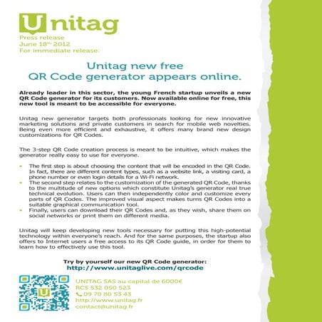 Unitag QR Code generator | PDF