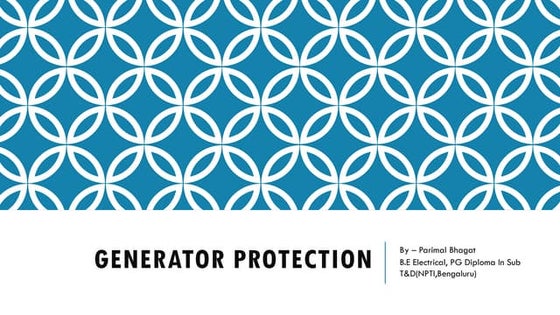 Protection Of Generator | PPTX