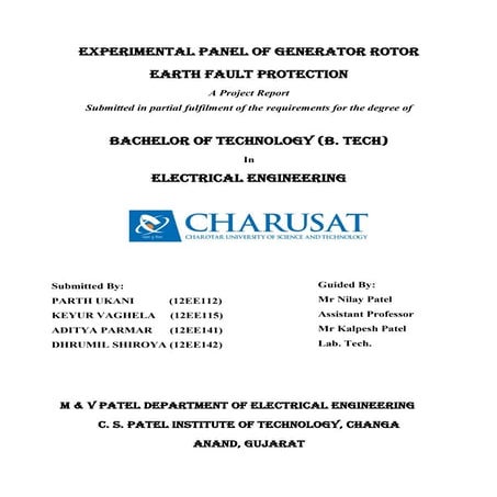 Generator rotor earth fault protection | PDF