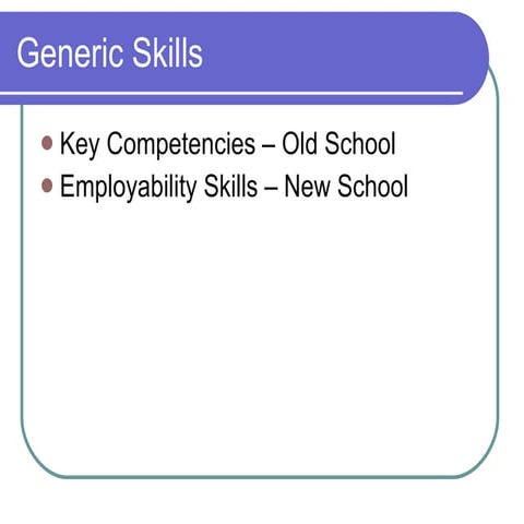 Generic Skills | PPT | Vocational Training | Careers