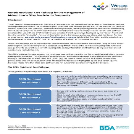 Generic Care Pathways for Undernutrition | PDF