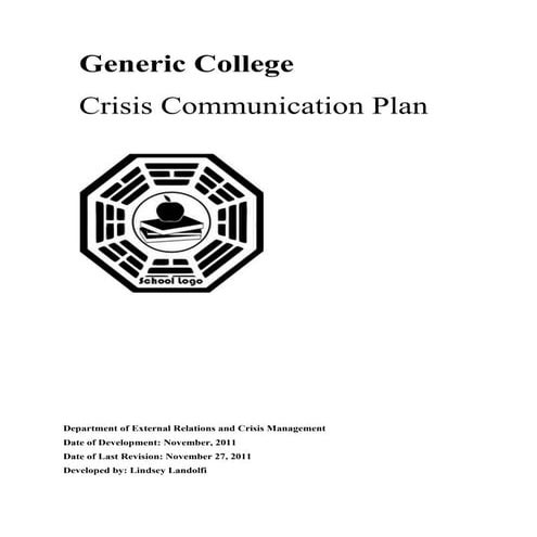 Generic College: Crisis Communication Plan | DOCX