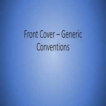 Front Cover - Generic Conventions | PPTX