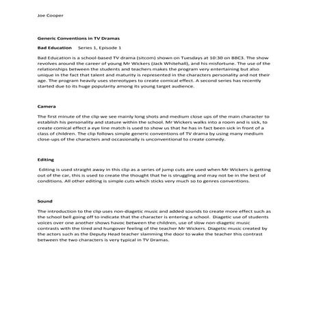 Generic Conventions in TV Dramas | DOCX