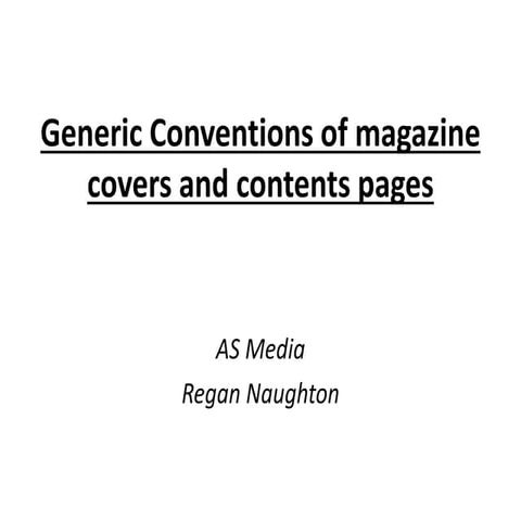 Magazine Cover and Contents page | PPTX