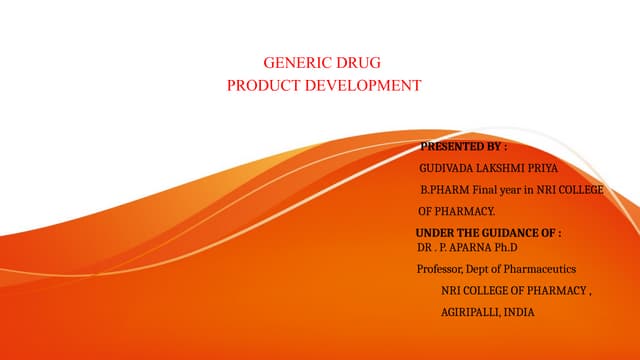 Generic drug product development | PPTX