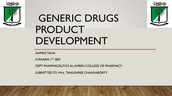 Generic drug product development | PPT
