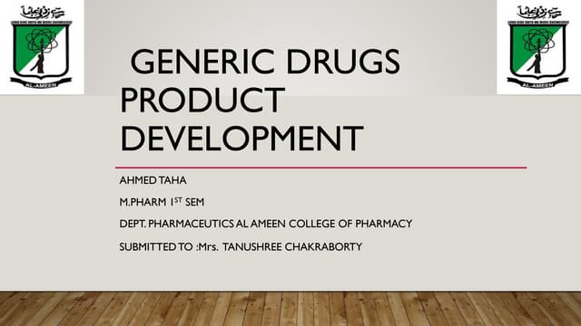 Generic drug product development | PPTX