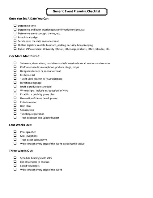 Event checklist | PDF