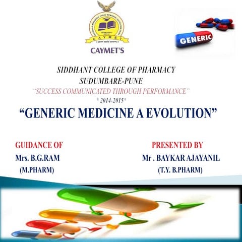 " GENERIC MEDICINE'' | PPTX