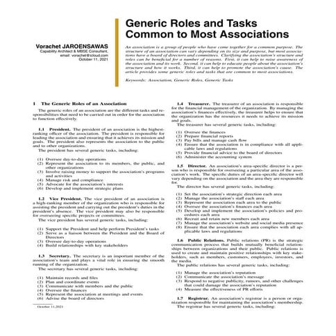 Generic Roles and Tasks Common to Most Associations.pdf | Business ...