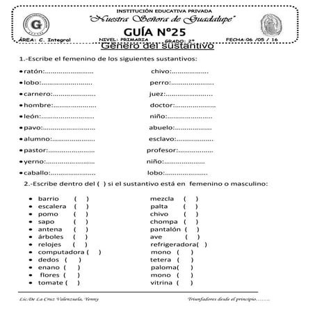 Genero del sustantivo | PDF