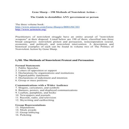 Gene Sharp - The 198 point Methodology of Destabilizing Governments or ...