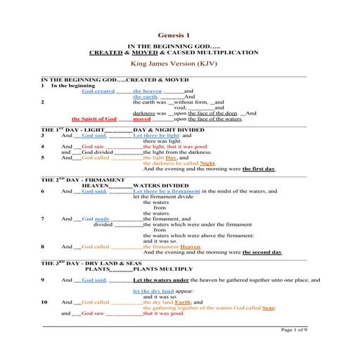 Genesis, Chapters 1 & 2 - A Unique Look | PDF