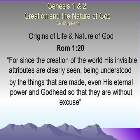 Genesis chapters 1 & 2: origin of life | PPT