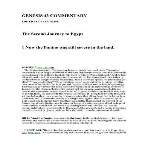 Genesis 43 commentary | PDF | Christianity | Religion & Spirituality