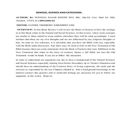 Genesis, science and catechism 2 copy (2) | DOCX