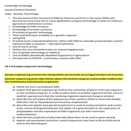 Gene technology lesson plan | DOCX