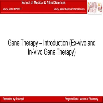 Gene Therapy – Introduction (Ex-vivo and In-Vivo Gene Therapy) - 2024 ...