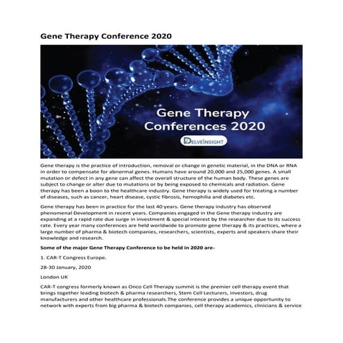 Gene therapy conference 2020 | PDF