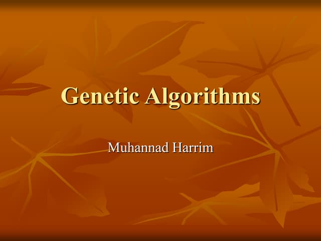 Genetic Algorithms For Machine Learning And Aippt Programming Languages Computing