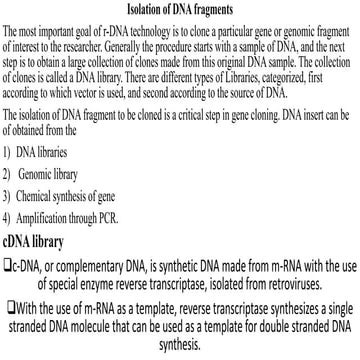 L21. techniques for selection, screening and characterization of ...