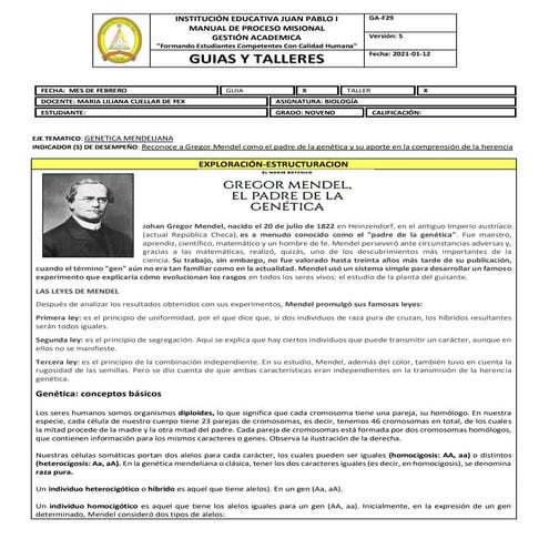 GENETICA 9°.pdf LEYES DE MENDEL Y APLICACIONES | PDF