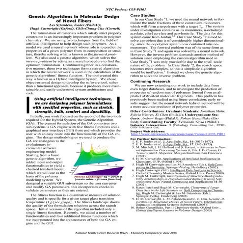 Genetic algorithms in molecular design of novel fabrics Sylvia Wower | PDF