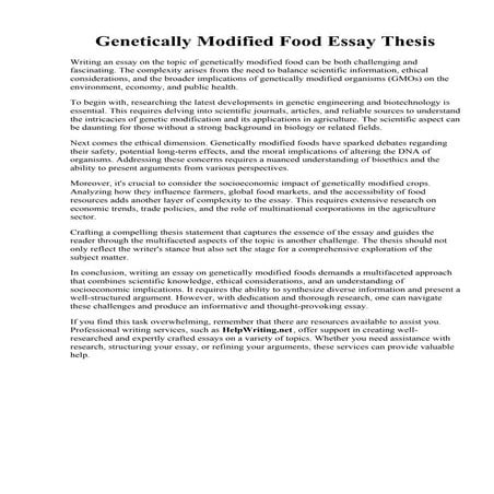 Genetically Modified Food Essay Thesis. 004 Genetically Modified Food ...