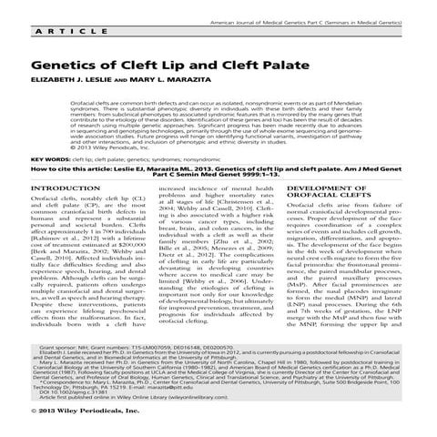 GENETIC BASIS OF CLEFT LIP & pALATE.pdf ORTHODONTICS | PDF